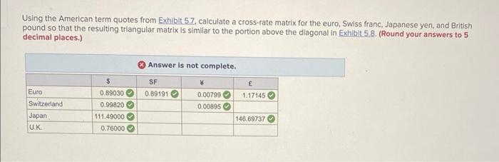Solved Using the American term quotes from Exhibit 5.7, | Chegg.com