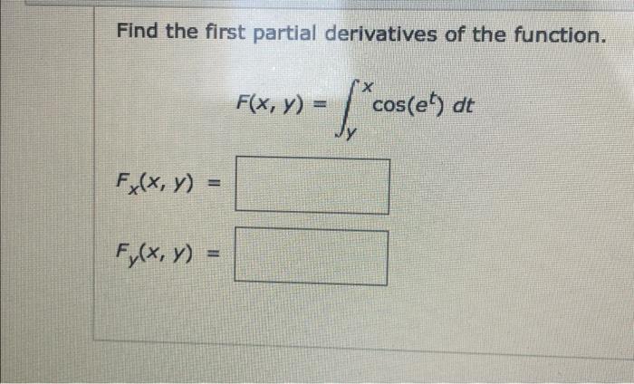 Solved Find the first partial derivatives of the function. | Chegg.com
