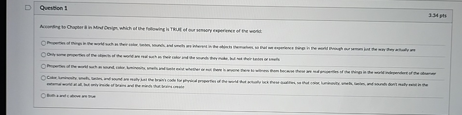 Solved Question 13.34 ﻿ptsAccording to Chapter 8 ﻿in Mind | Chegg.com