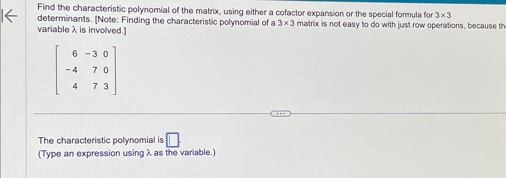 Find the characteristic polynomial of the matrix, | Chegg.com
