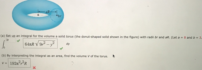 Solved (a) Set up an integral for the volume a solid torus | Chegg.com