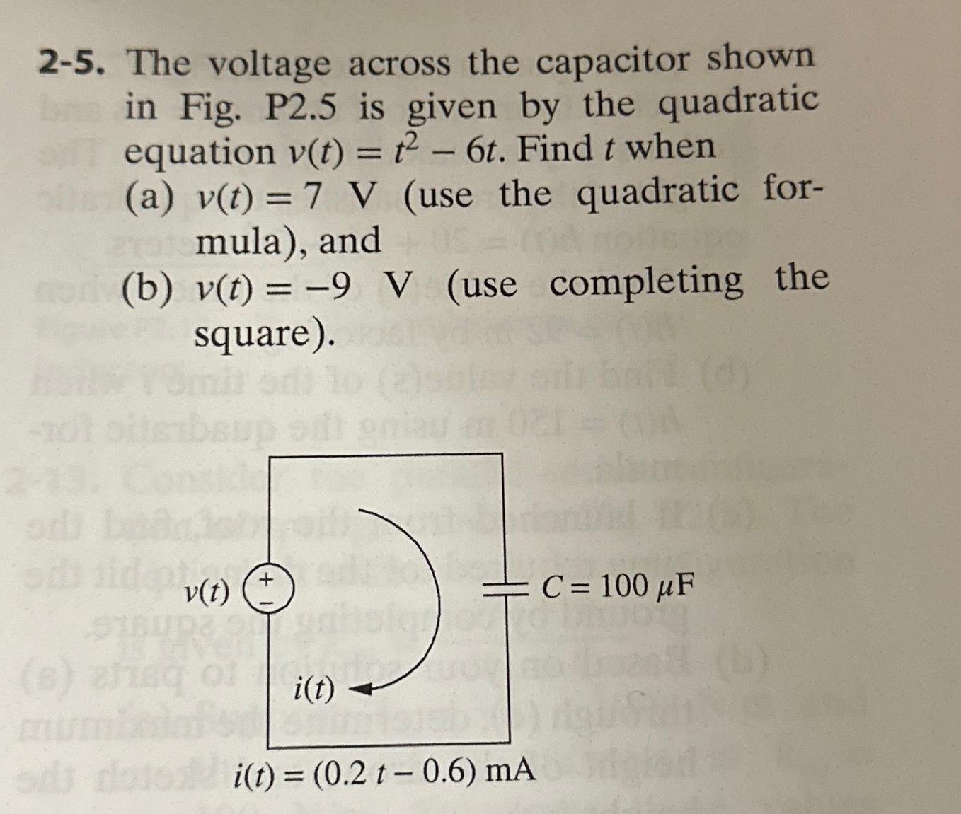 Solved 2-5. ﻿The voltage across the capacitor shown in Fig. | Chegg.com