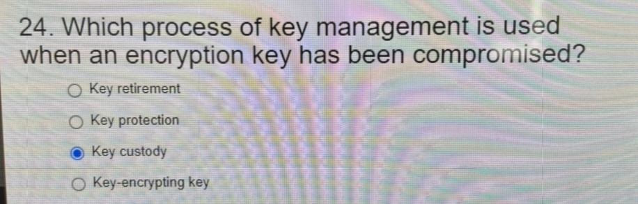 Solved Which process of key management is used when an | Chegg.com