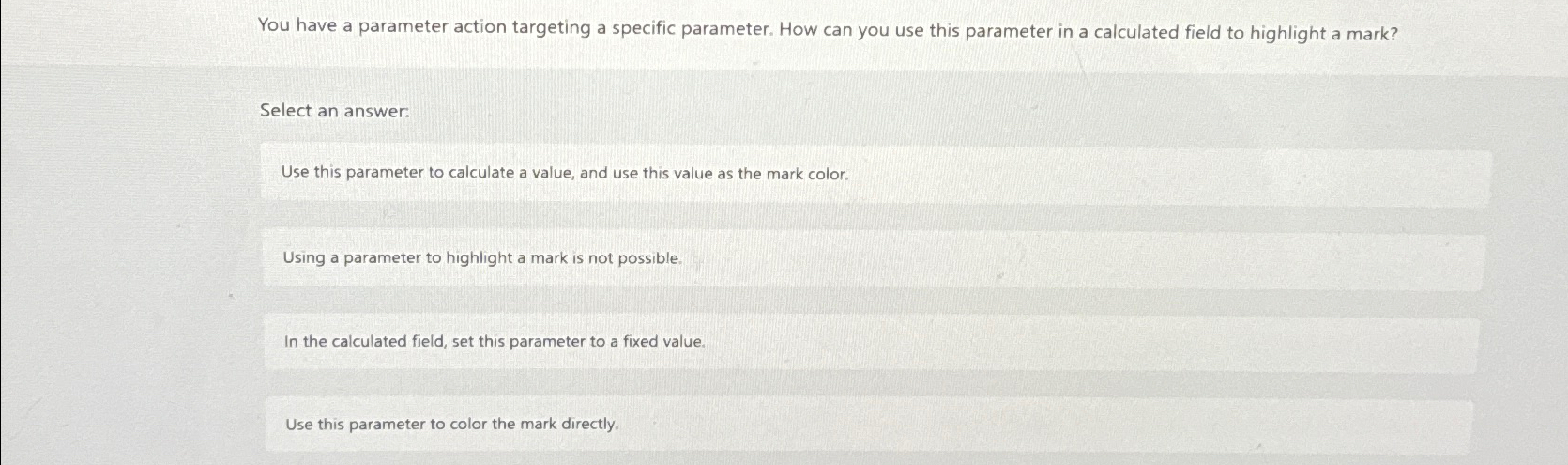 Solved You have a parameter action targeting a specific | Chegg.com