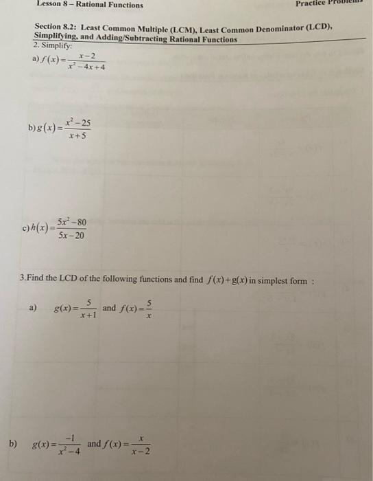 Solved Section 8.2: Least Common Multiple (LCM), Least | Chegg.com