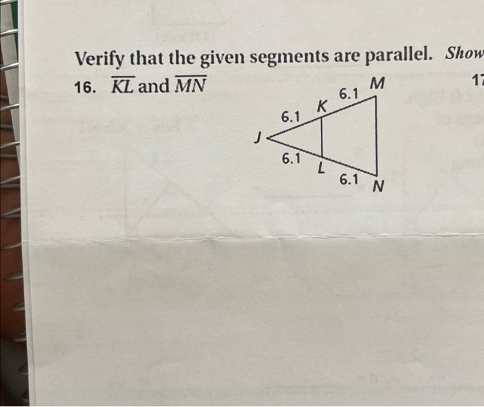 Solved Verify that the given segments are parallel. Show 16. | Chegg.com