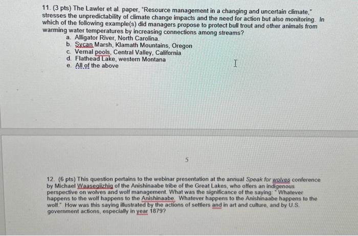Solved 11. ( 3 pts) The Lawler et al paper, "Resource | Chegg.com