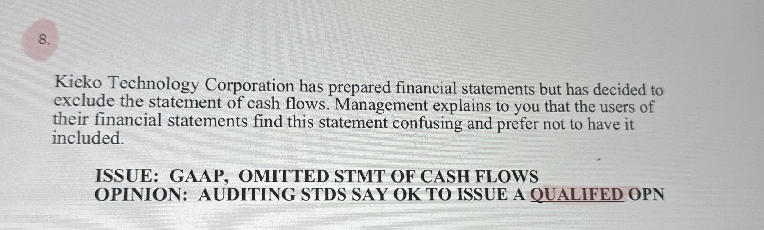 Solved Create an individual audit report for the below | Chegg.com