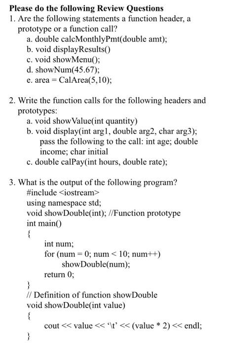 Solved Please do the following Review Questions 1. Are the | Chegg.com