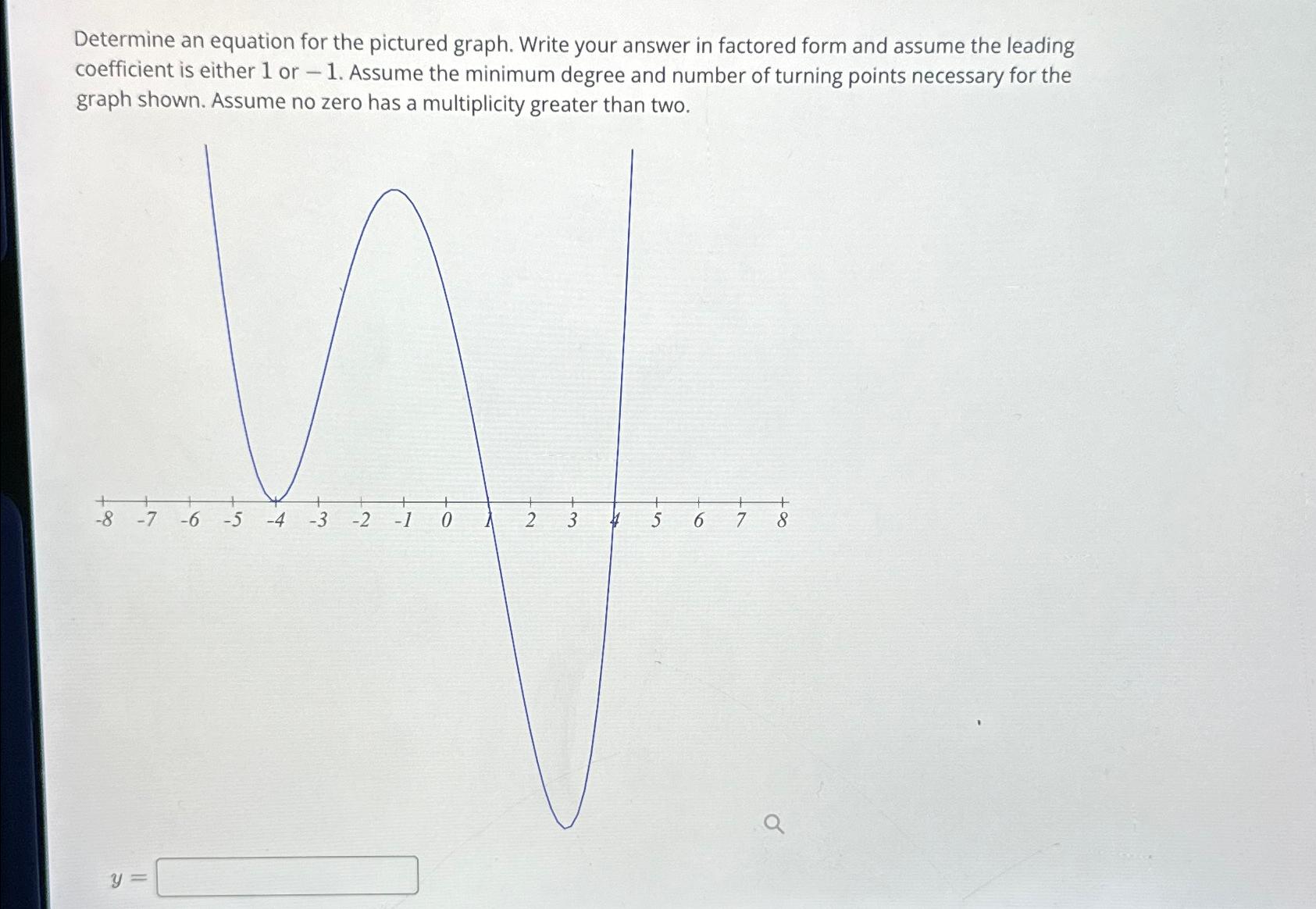 Solved Determine an equation for the pictured graph. Write | Chegg.com