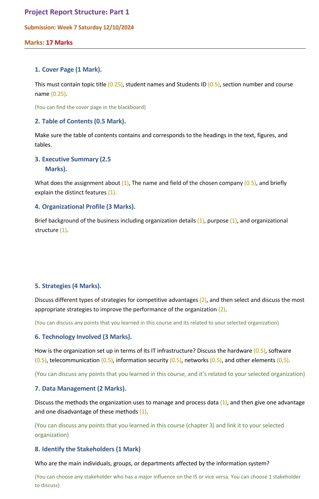 Solved Project Report Structure: Part 1 | Chegg.com