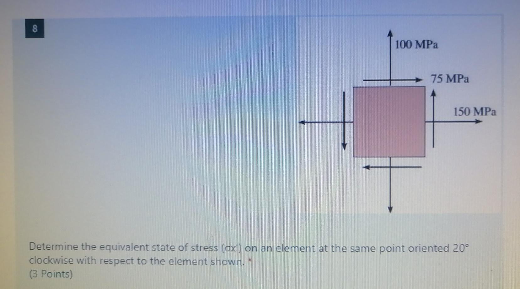 Solved 8 100 MPa 75 MPa 150 MPa Determine the equivalent | Chegg.com
