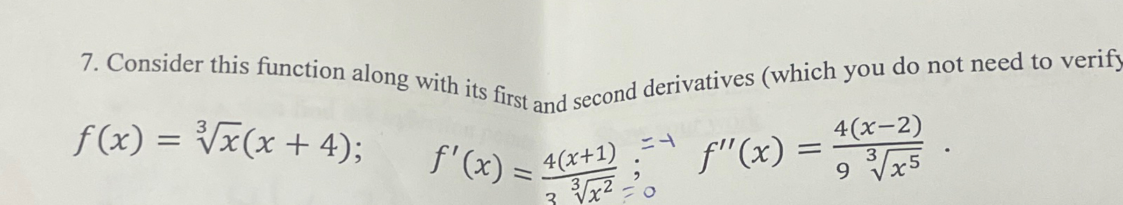 Consider this function along with its first and | Chegg.com