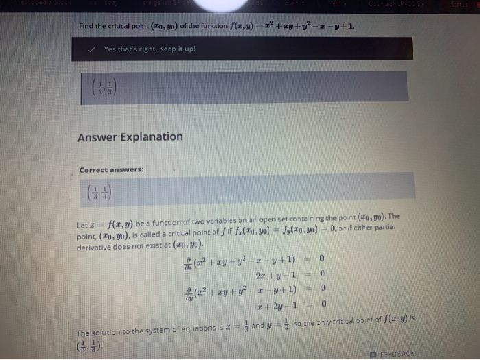 Solved Find critical points of a function of two | Chegg.com