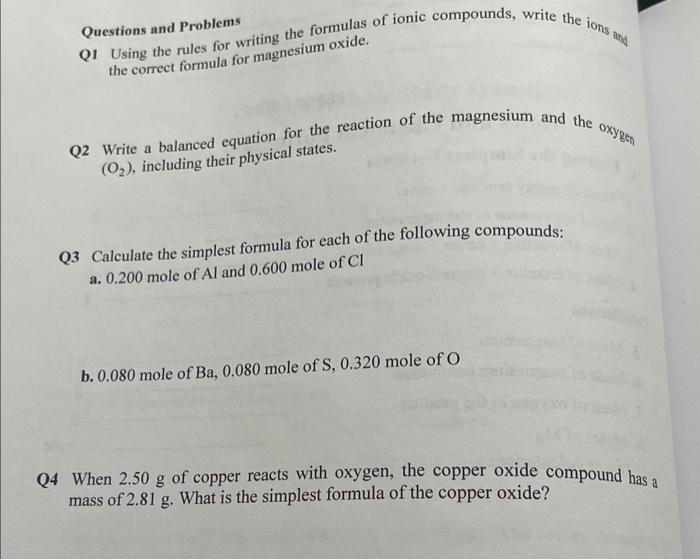 Solved Questions and Problems Q1 Using the rules for writing | Chegg.com