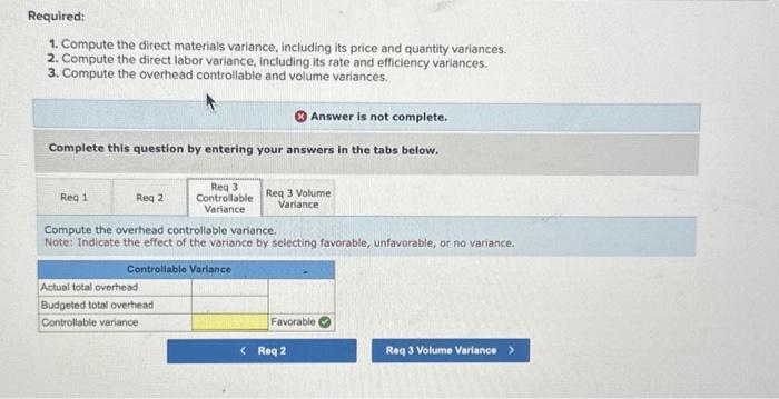 Solved Required: 1. Compute the direct materials variance, | Chegg.com