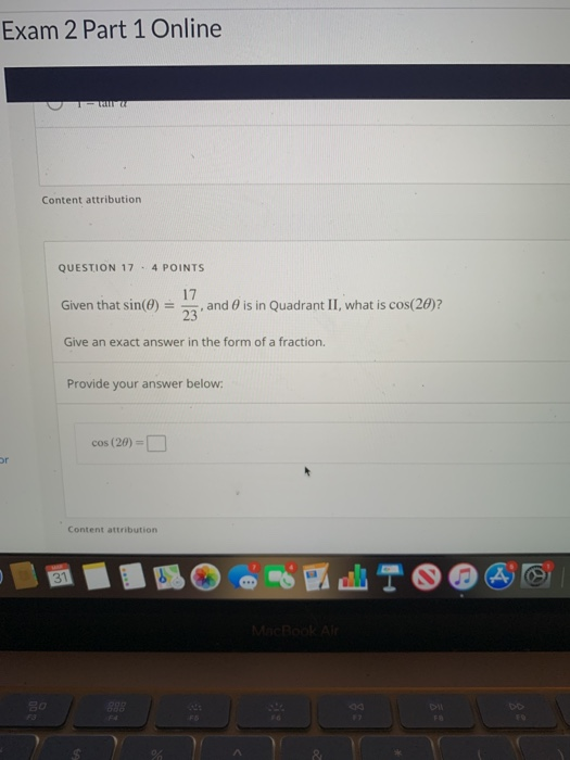 Solved Exam 2 Part 1 Online Content attribution QUESTION | Chegg.com