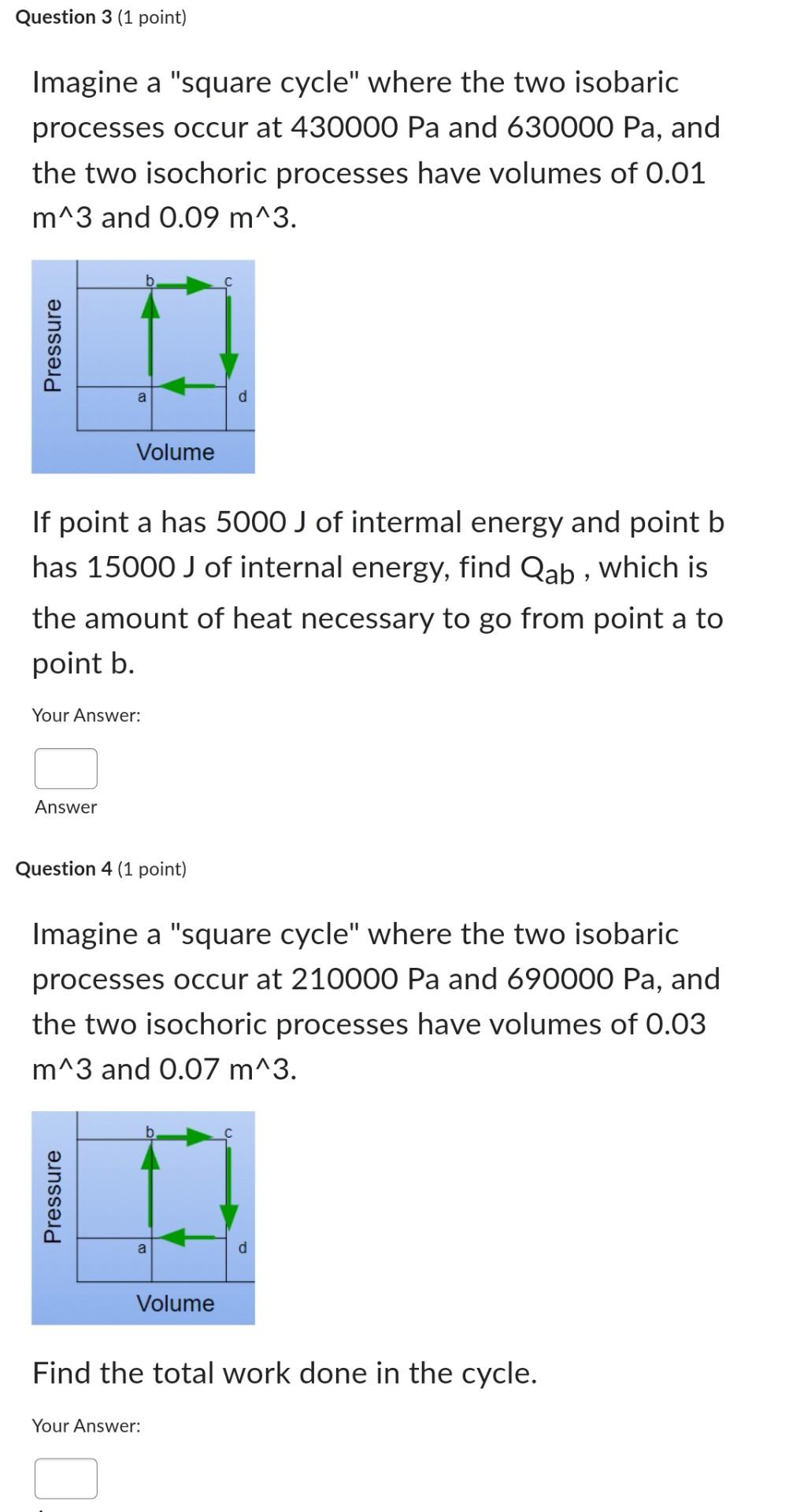 Solved Question 3 (1 point) Imagine a "square cycle" where | Chegg.com