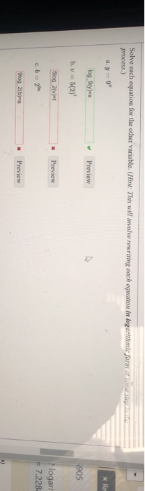 Solved Solve each equation for the other variable. (Hint: | Chegg.com