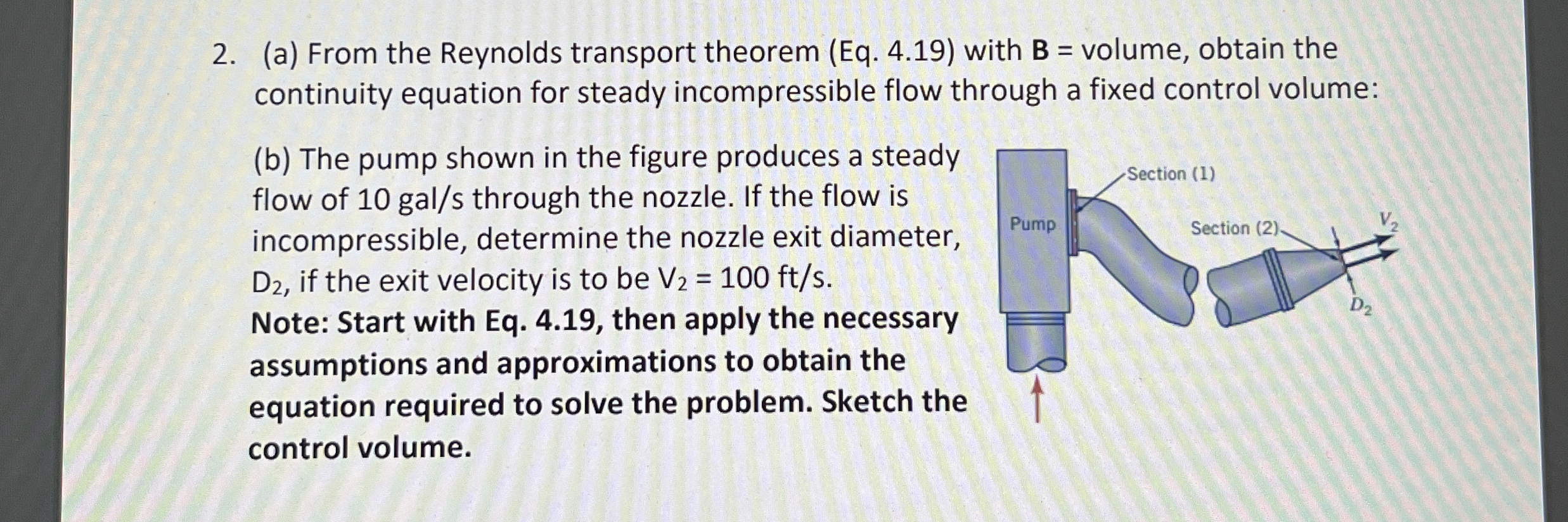 Solved (a) ﻿From the Reynolds transport theorem (Eq. 4.19) | Chegg.com