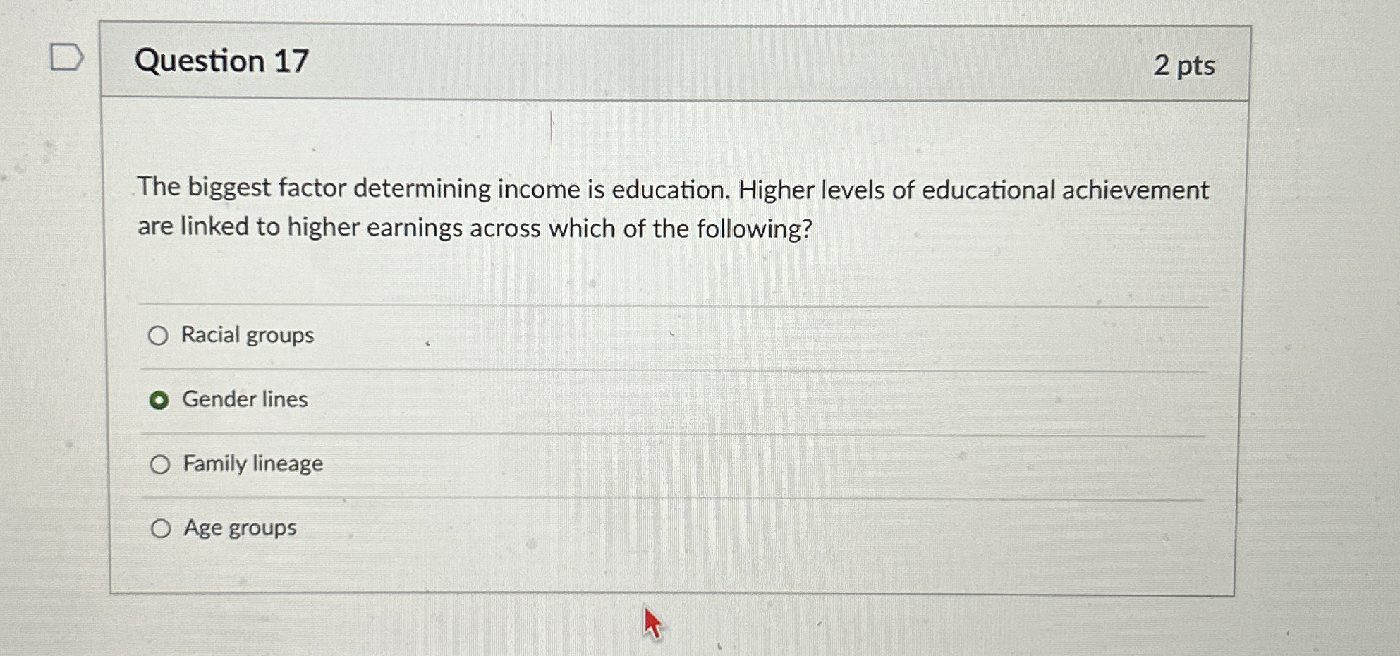 Solved Question 172 ﻿ptsThe biggest factor determining | Chegg.com