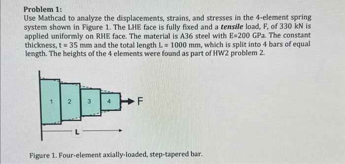 Problem 1: Use Mathcad to analyze the displacements, | Chegg.com