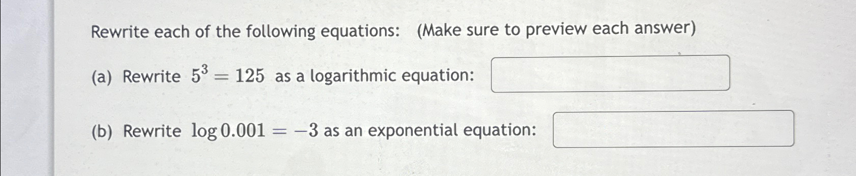Solved Rewrite each of the following equations: (Make sure | Chegg.com Solved Rewrite each of the following equations: (Make sure | Chegg.com