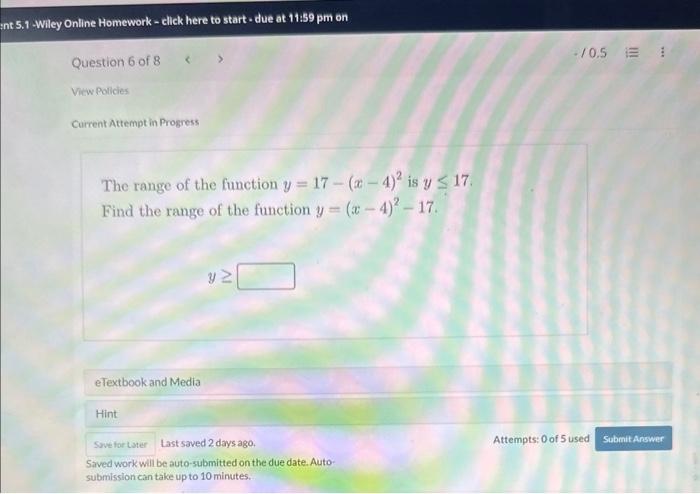 Solved Current Attempt in Progress Assume the entice graph | Chegg.com