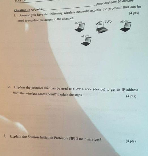 Solved Assume you have the following wireless network; | Chegg.com