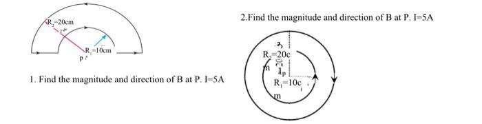 Solved 2.Find the magnitude and direction of B at P,I=5 A 1. | Chegg.com