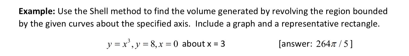 Solved Example: Use the Shell method to find the volume | Chegg.com