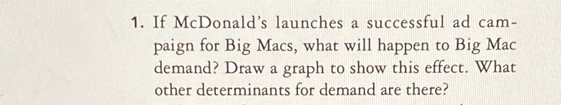 Solved If McDonald's launches a successful ad campaign for | Chegg.com