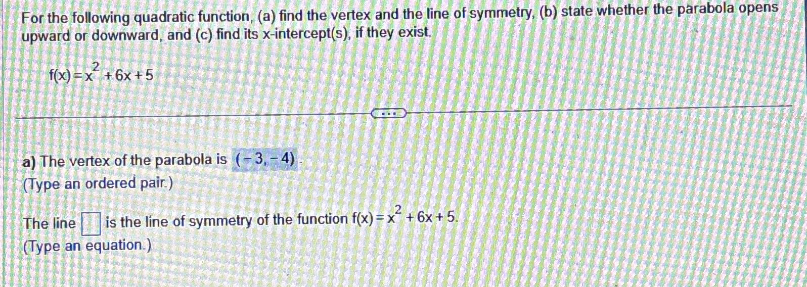 Solved For the following quadratic function, (a) ﻿find the | Chegg.com