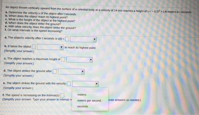 Solved An object thrown vertically upward from the surface | Chegg.com