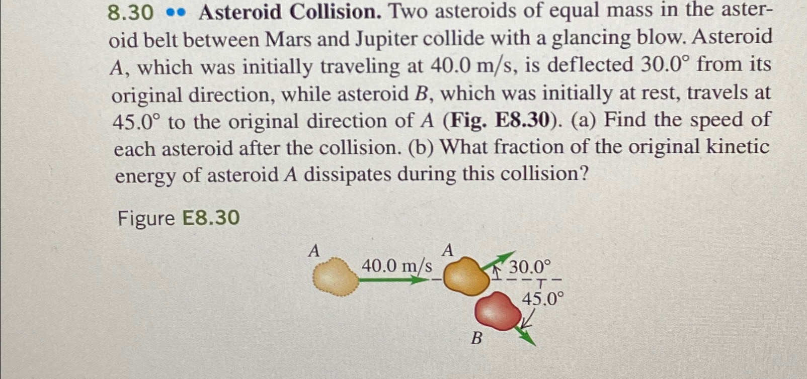 Solved 8.30 ﻿Asteroid Collision. Two asteroids of equal mass | Chegg.com
