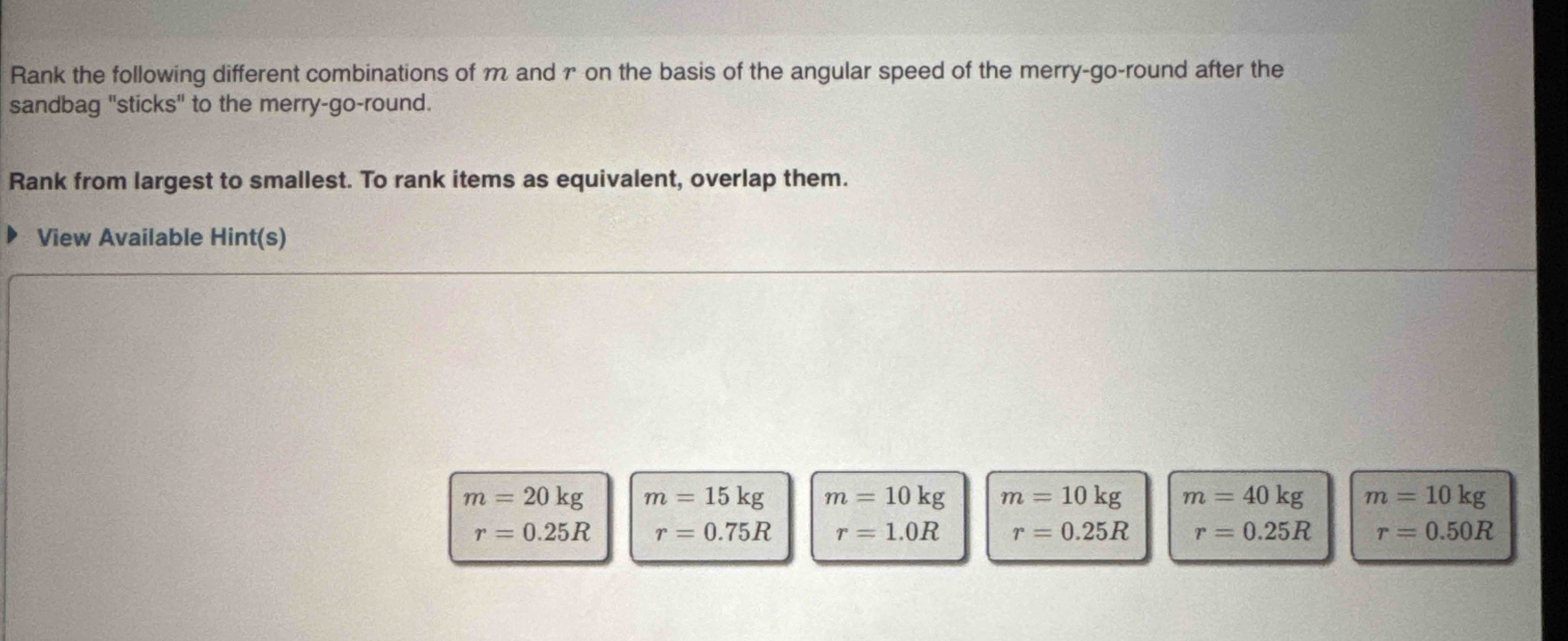 Solved Rank the following different combinations of m ﻿and | Chegg.com