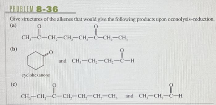 Solved Give structures of the alkenes that would give the | Chegg.com
