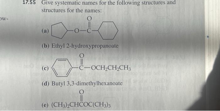 Solved 55 Give systematic names for the following structures | Chegg.com