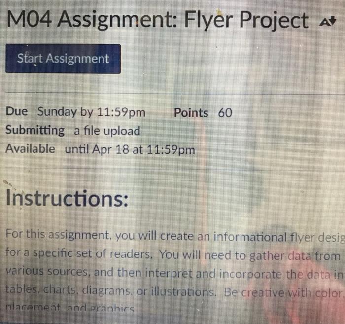 M04 Assignment: Flyer Project At Start Assignment Due | Chegg.com