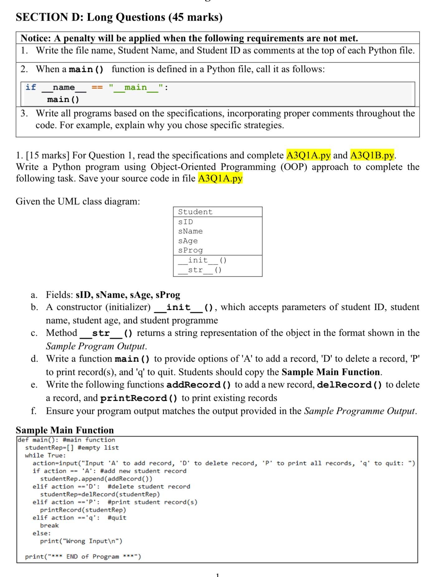 Solved SECTION D: Long Questions (45 ﻿marks)Notice: A | Chegg.com