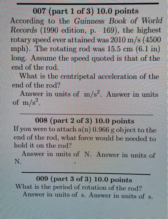 Solved 007 (part 1 of 3 ) 10.0 points According to the | Chegg.com
