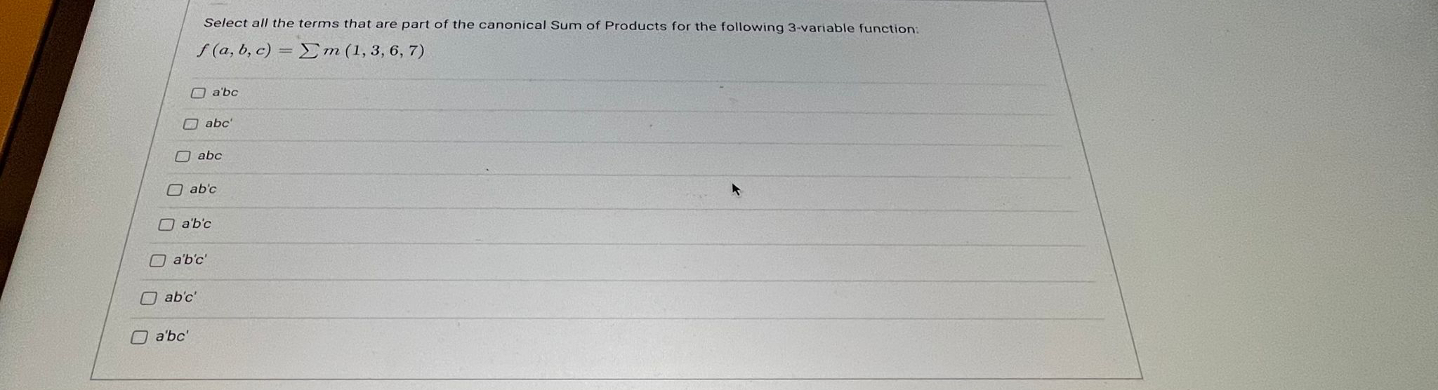 Solved Select all the terms that are part of the canonical | Chegg.com