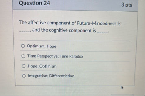 Solved Question 243 ﻿ptsThe affective component of | Chegg.com