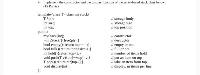 Solved 9. Implement the constructor and the display function | Chegg.com