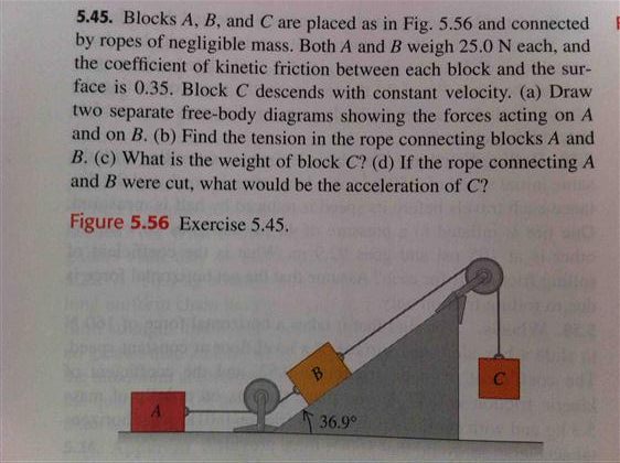 Solved Blocks A, B, and C are placed as in Fig. 5.56 and | Chegg.com
