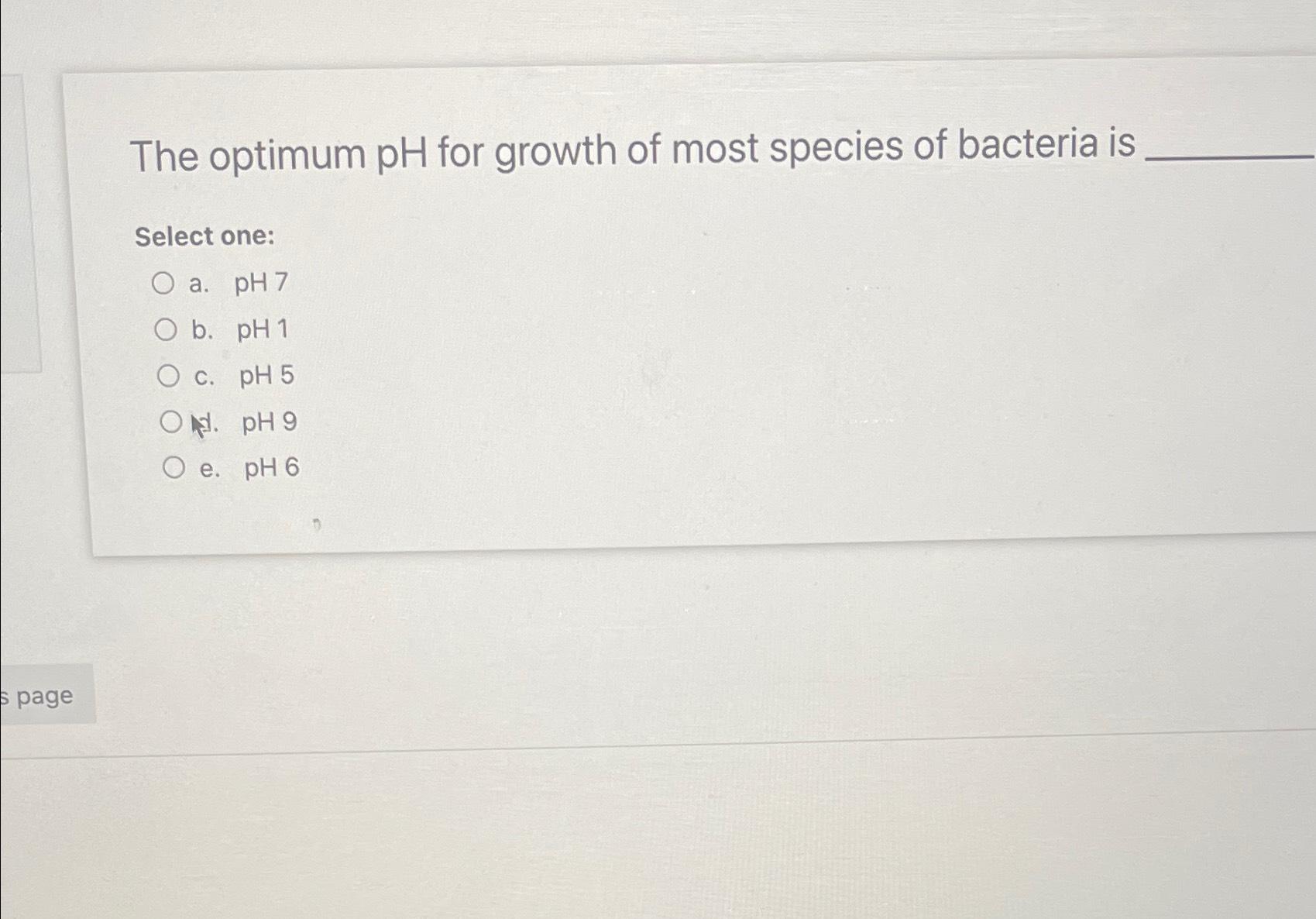 Solved The optimum pH ﻿for growth of most species of | Chegg.com