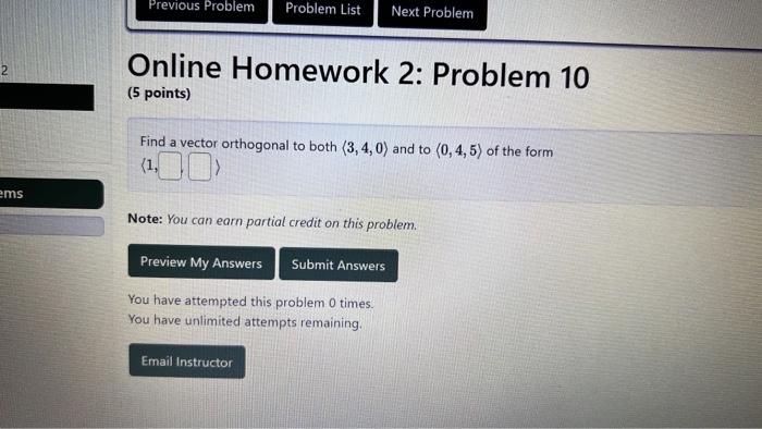 Solved Online Homework 2: Problem 10 (5 points) Find a | Chegg.com