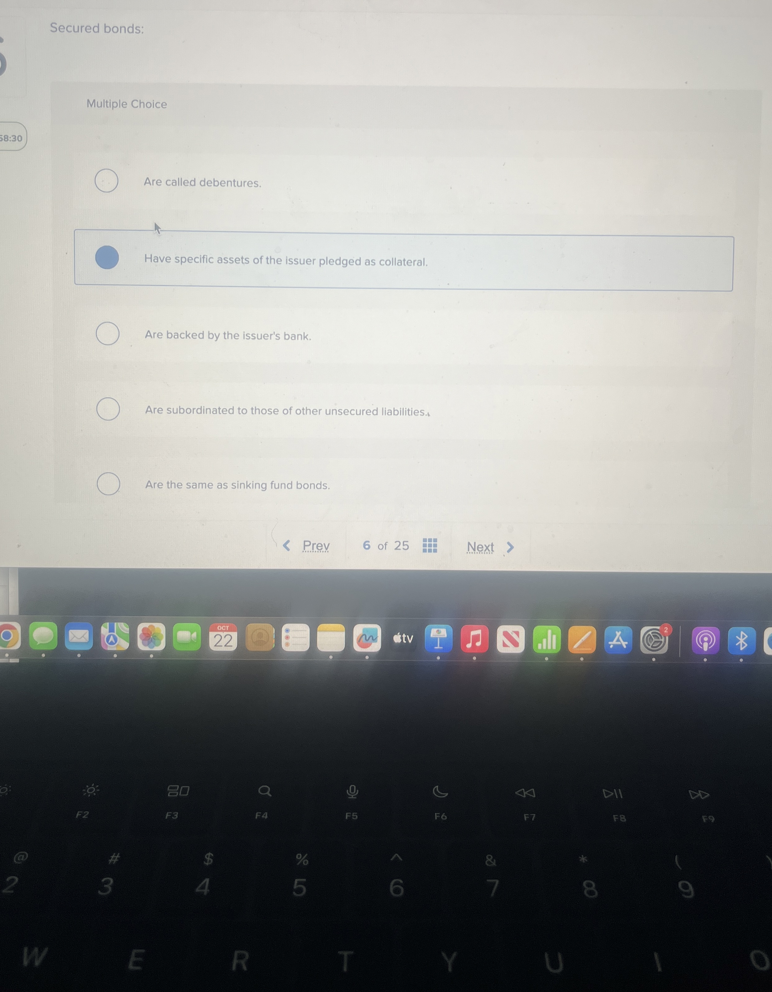 Solved Secured bonds:Multiple Choice58:30Are called | Chegg.com