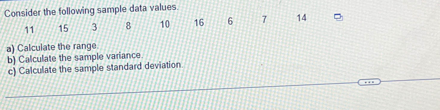 Solved Consider the following sample data | Chegg.com