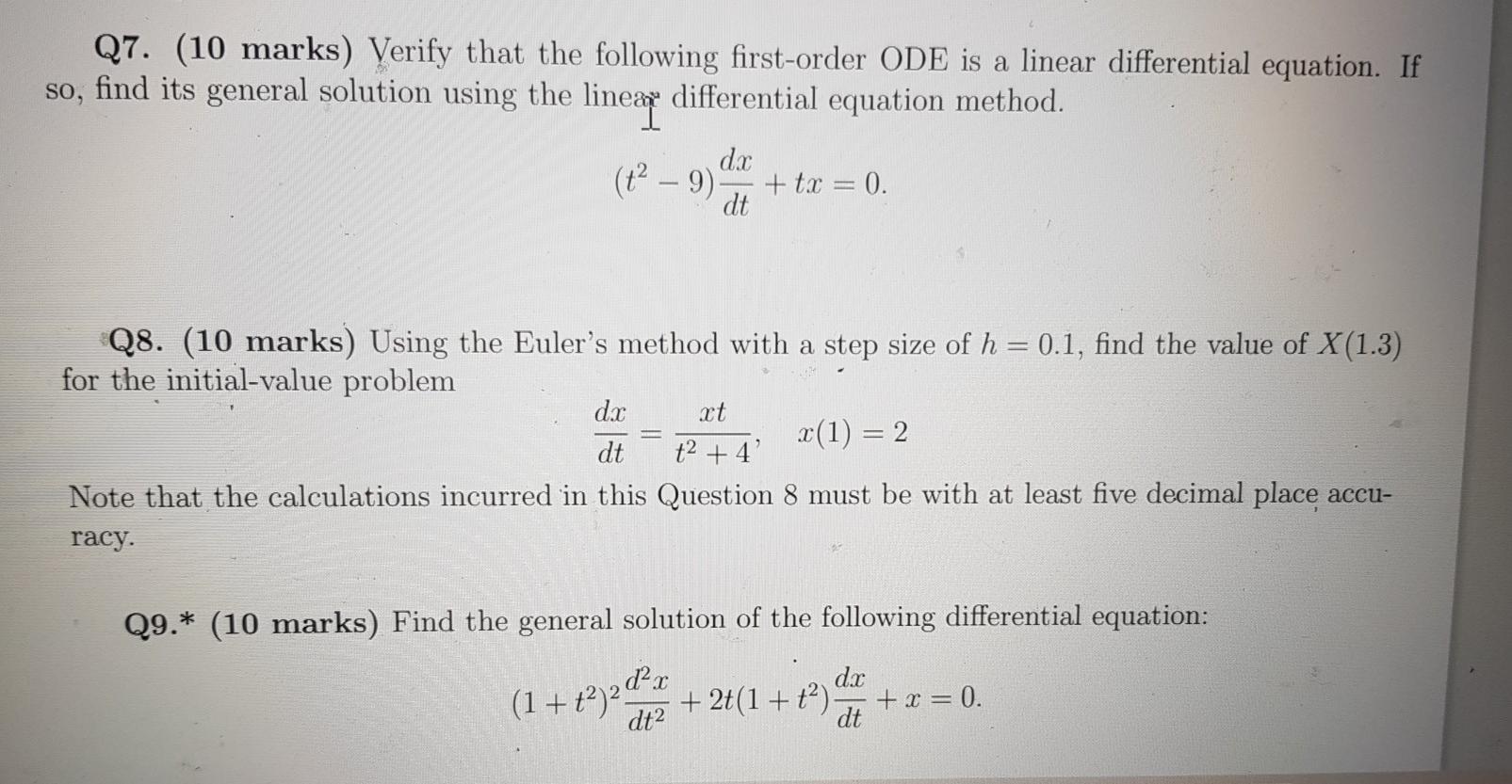 Solved Q7. (10 marks) Verify that the following first-order | Chegg.com Solved Q7. (10 marks) Verify that the following first-order | Chegg.com